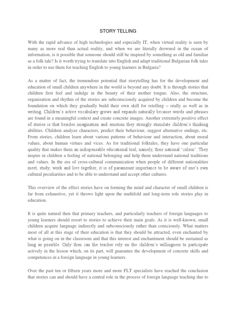 Story Telling | PDF | Storytelling | Teaching English As A Foreign Language