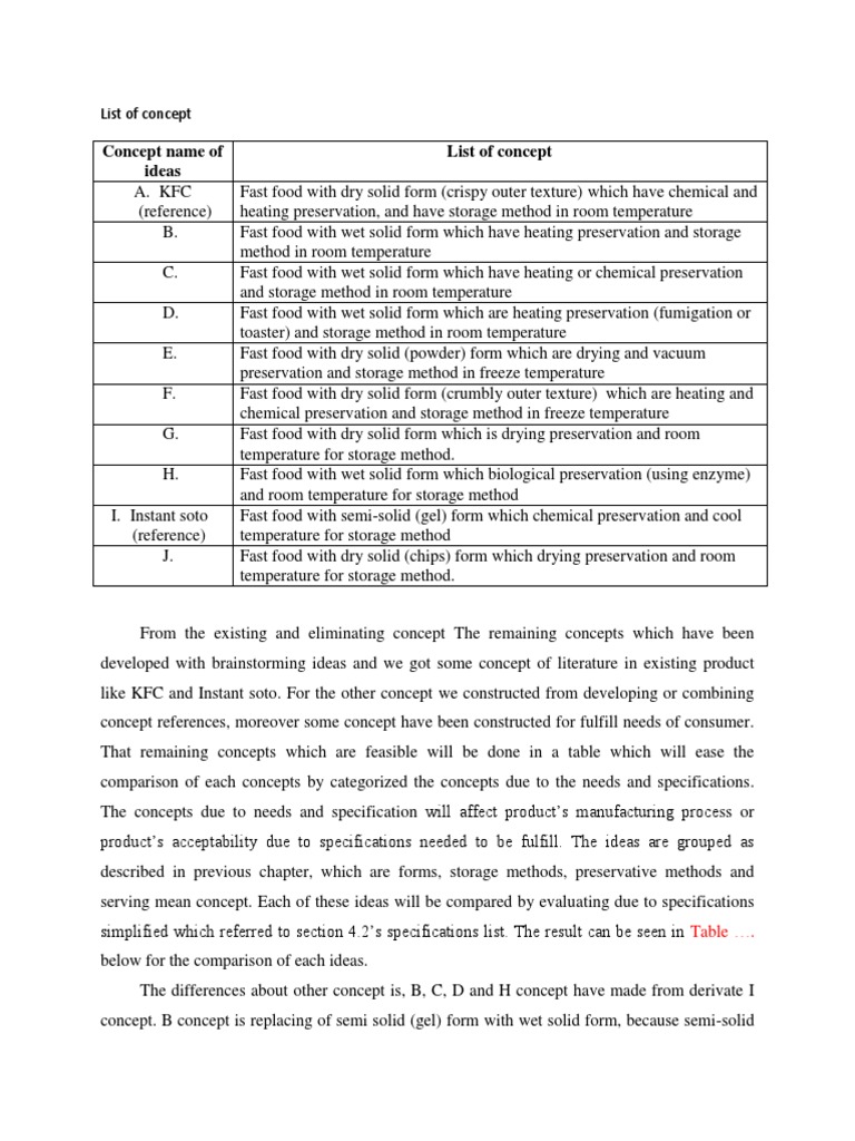 Concept Name of Ideas List of Concept | PDF | Foods | Food And Drink