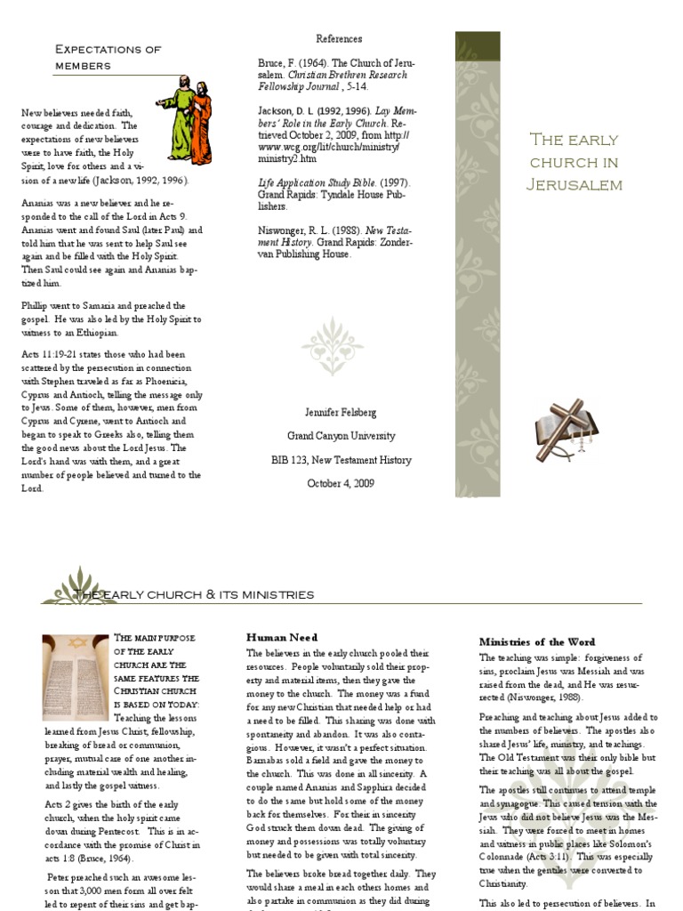 Early Church Brochure | PDF | Acts Of The Apostles | Christian Church