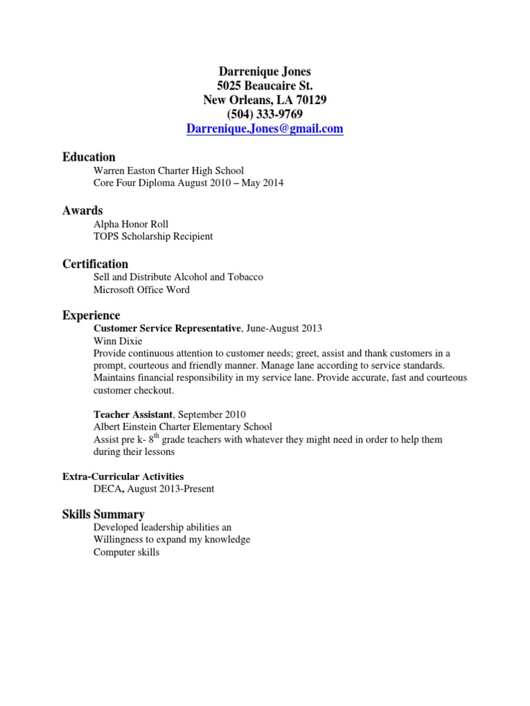 Darrenique Jones Resume | PDF | Business