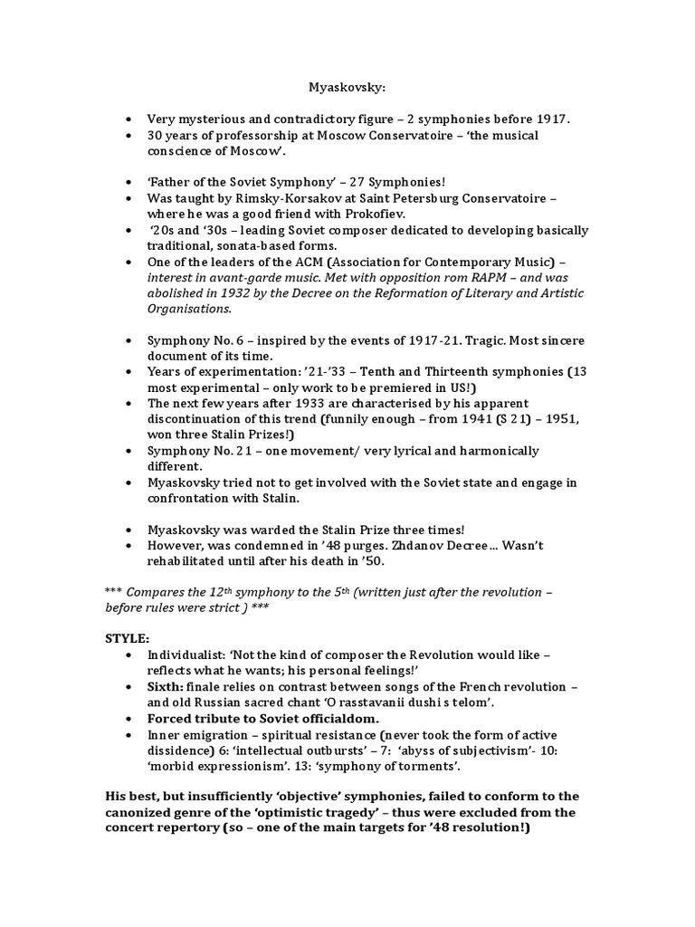 Myaskovsky 2 | PDF | Classical Music | Entertainment (General)