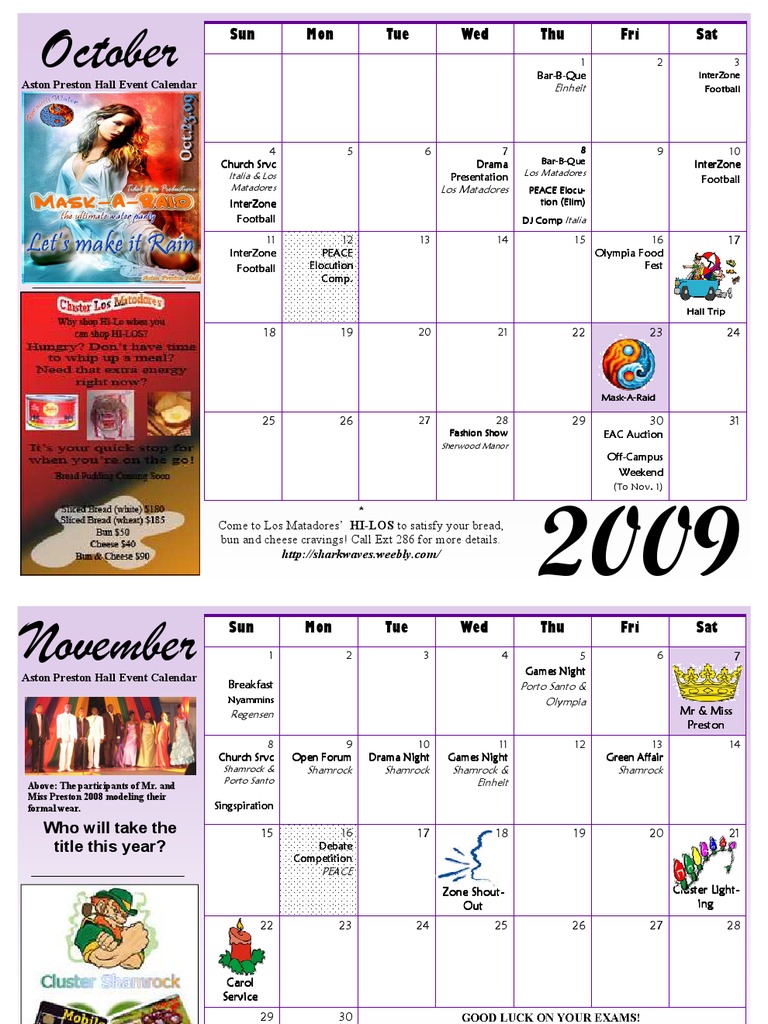 Preston Hall Events Calendar | PDF | Leisure