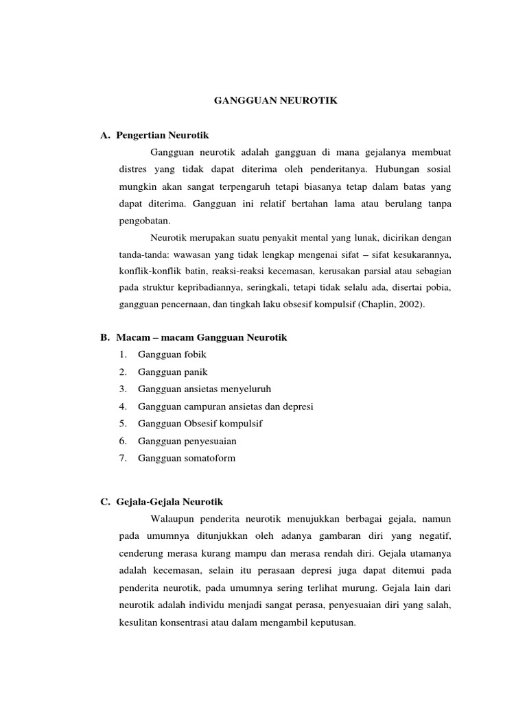 Gangguan Neurotik | PDF | Sains & Matematika