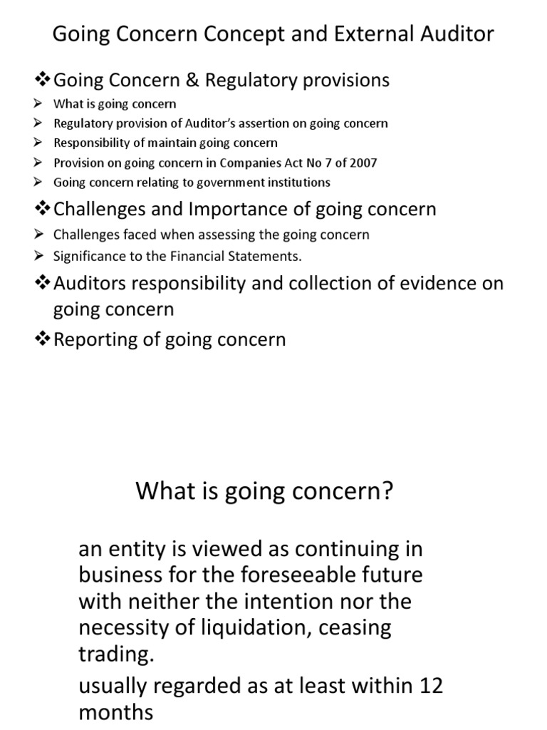 Going Concern-Presentation | PDF | Going Concern | Audit