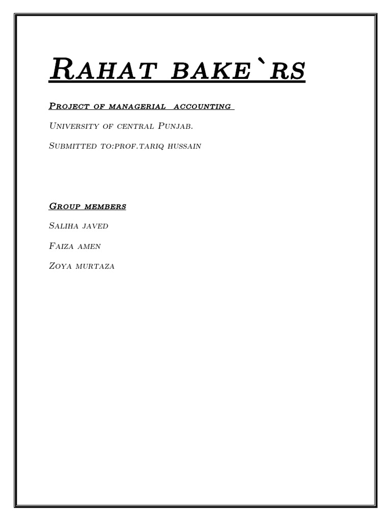 Rahat Bakers Project | PDF | Foods | Business