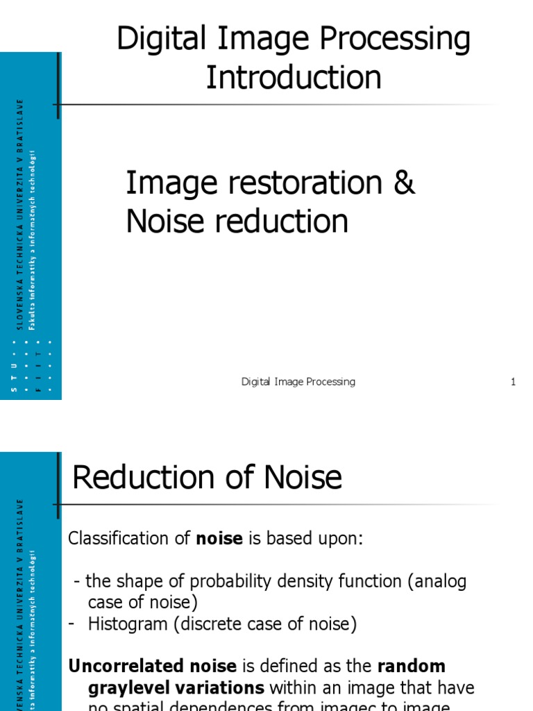 Image Restoration & Noise Reduction | PDF