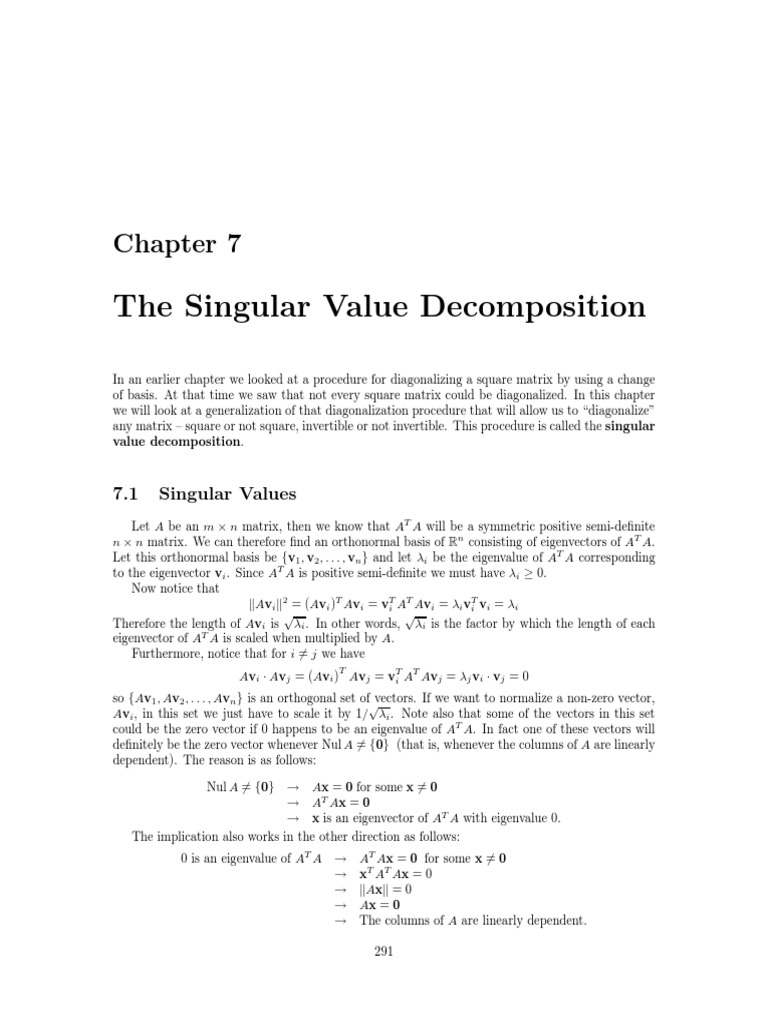 The Singular Value Decomposition. | PDF | Eigenvalues And Eigenvectors | Matrix (Mathematics)