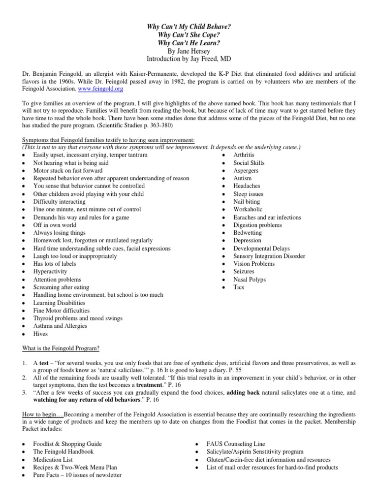 Feingold Diet | Food And Drink | Food & Wine