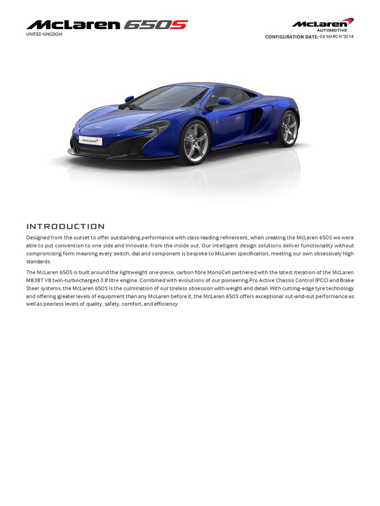 McLaren Order Summary | PDF | Land Vehicles | Motor Vehicle Manufacturers