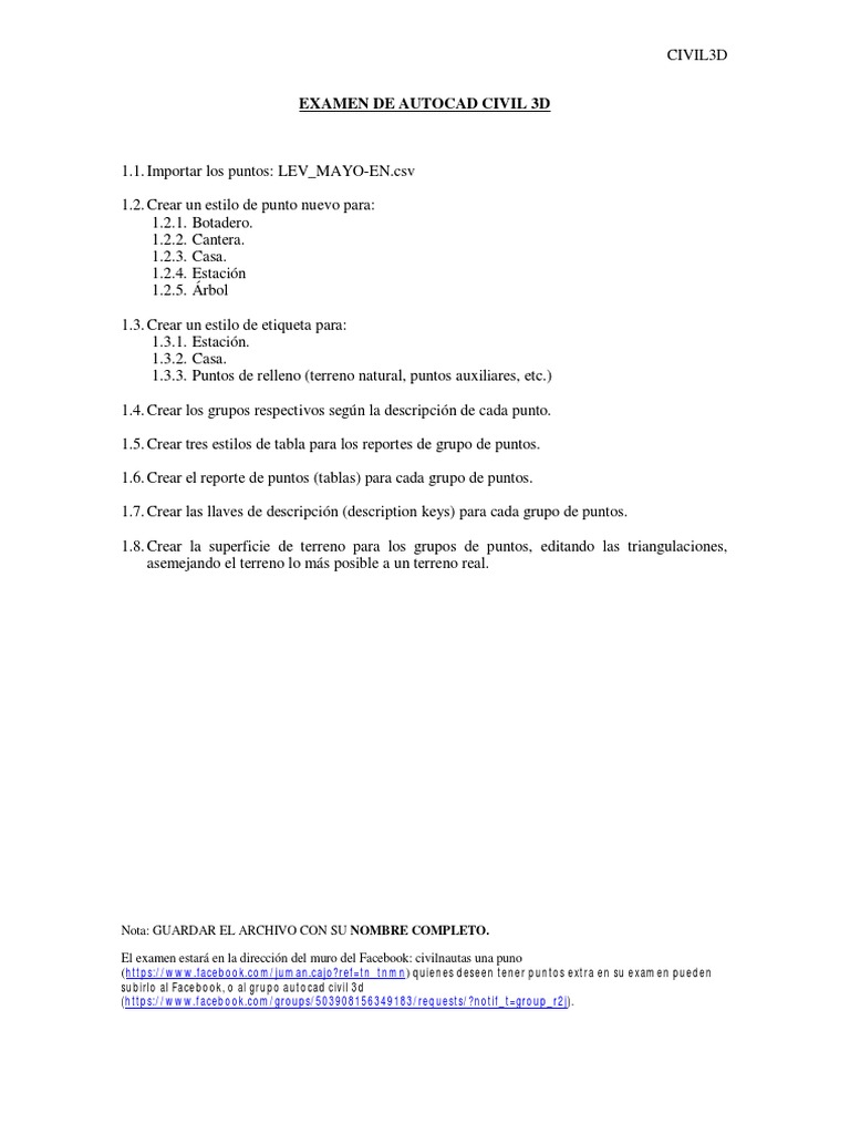 Examen de Autocad Civil 3d | PDF