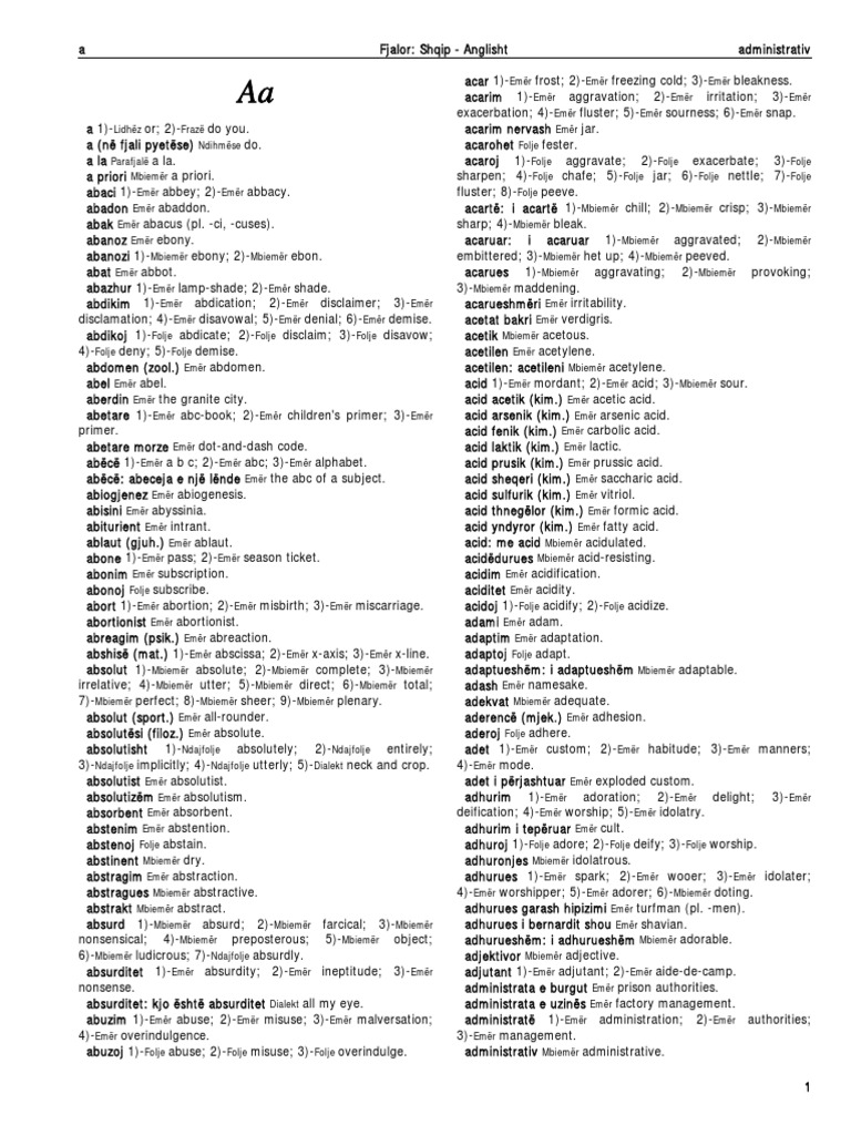 Fjalor - Shqip - Anglisht (Odd Pages) | PDF