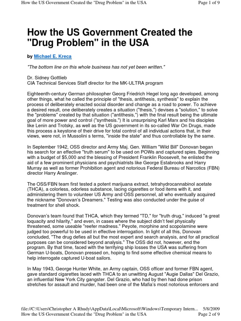 DRUG WARS - How The US Government Created The 'Drug Problem' in The USA ...