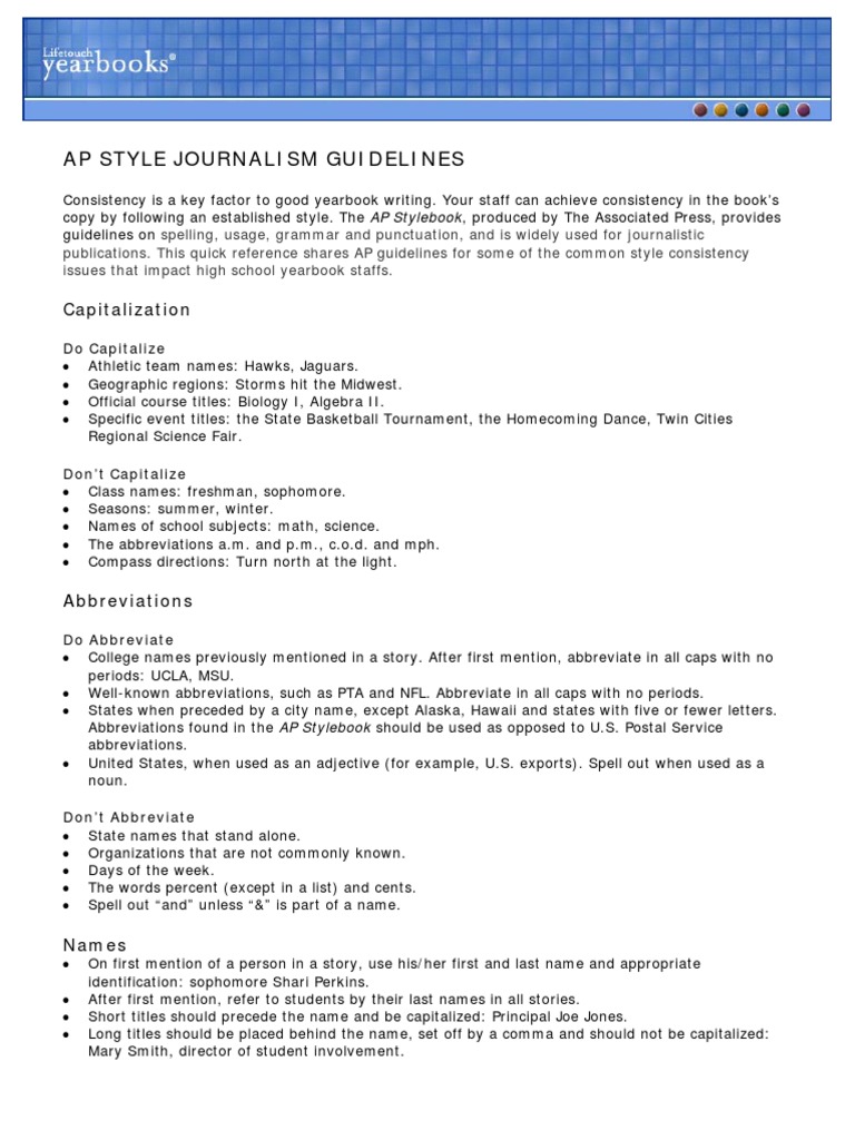 AP Style Journalism Guidelines | PDF | Plural | Linguistics