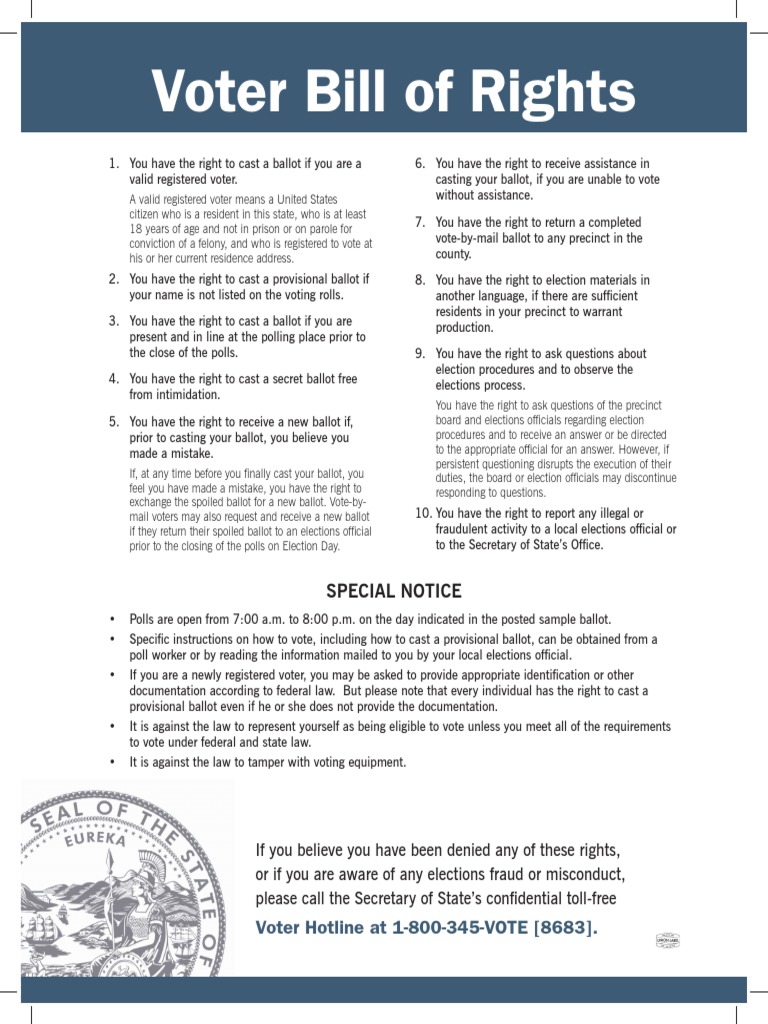Voter Bill of Rights | PDF | Ballot | Elections