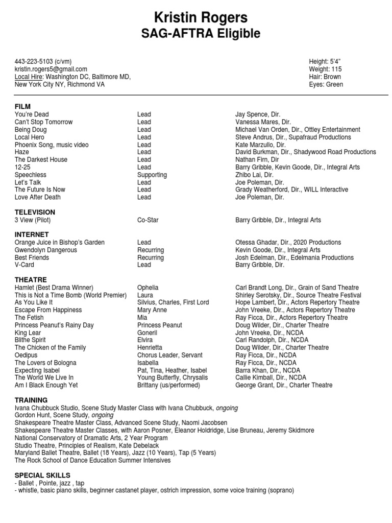 Kristin Rogers Resume | PDF | Language Arts & Discipline