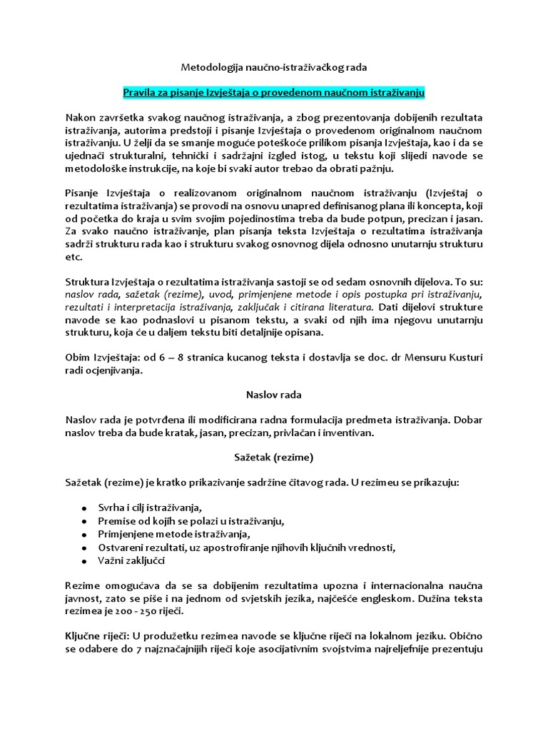 Pravila Za Pisanje Izvjestaja o Rezultatima IstraAAivanja | PDF