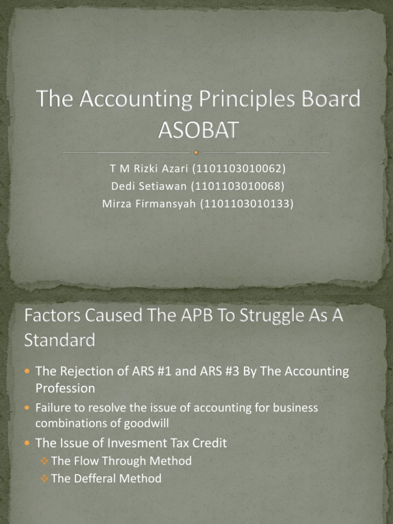 The Accounting Principles Board - ASOBAT | PDF | Accounting | Committee