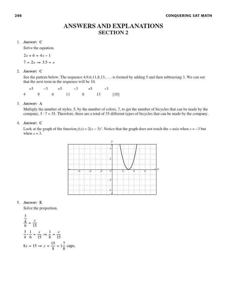 Conquering SAT Math Practice Test 1 Answers | PDF | Sat | Triangle