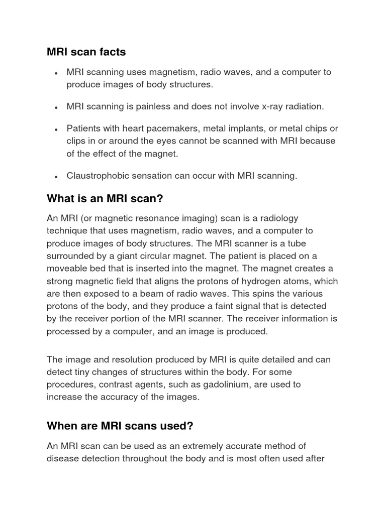 MRI Scan | PDF | Magnetic Resonance Imaging | Radiology