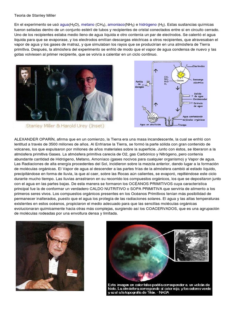 Teoría de Stanley Miller y su Experimento | PDF | Naturaleza | Biología