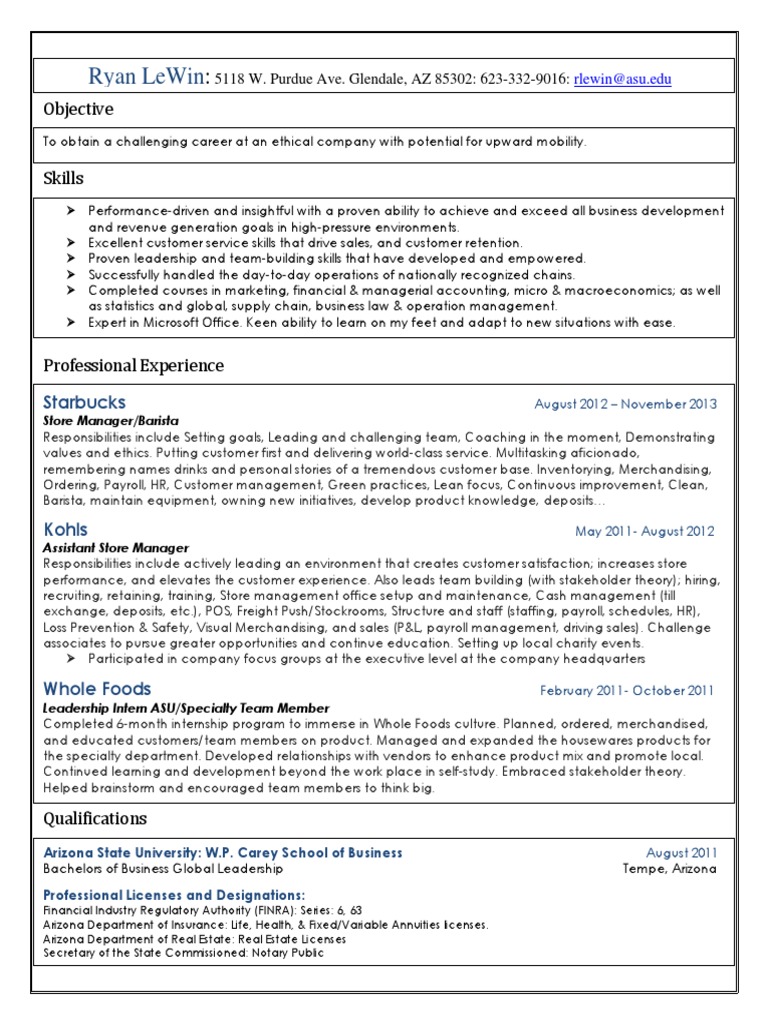 Resume 2014 | PDF | Arizona State University | Résumé