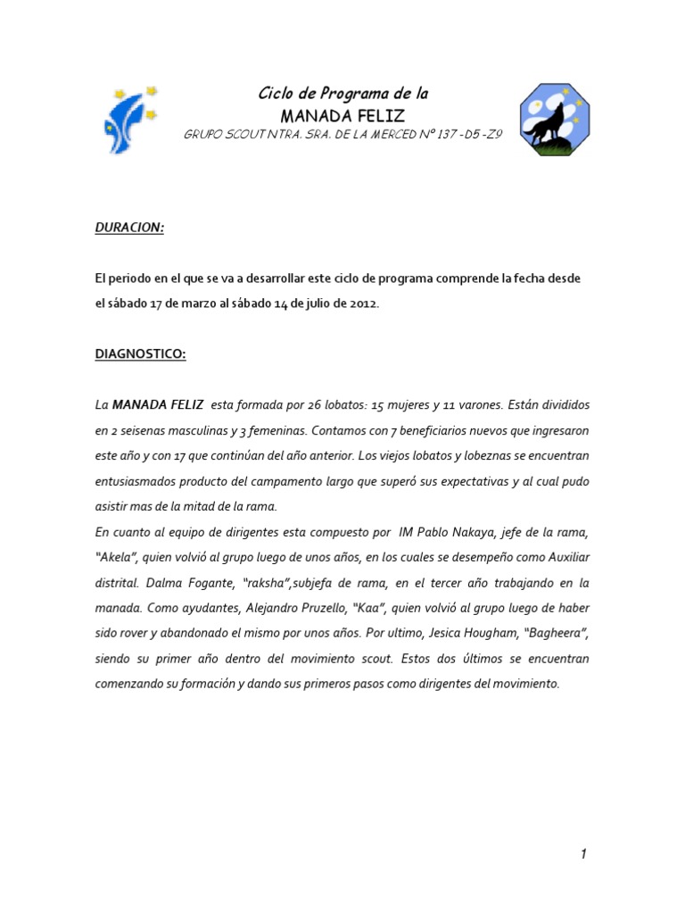 Ciclo De Programa Manada Feliz 1 2012 Pdf Exploración