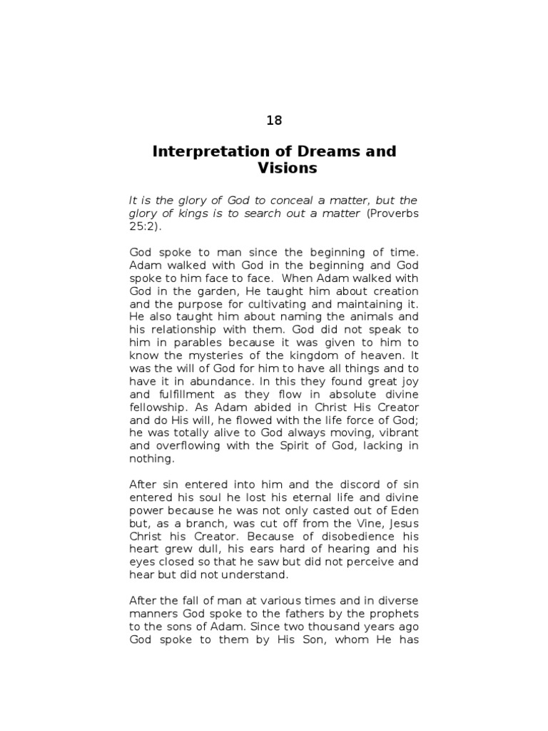 18 Interpretation of Dreams and Visions | PDF | Unconscious Mind | Dream