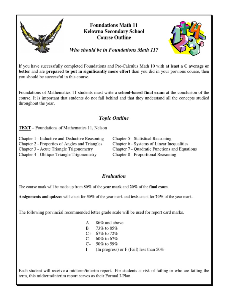 Foundations Math 11 - Course Outline | PDF | Homework | Teaching ...