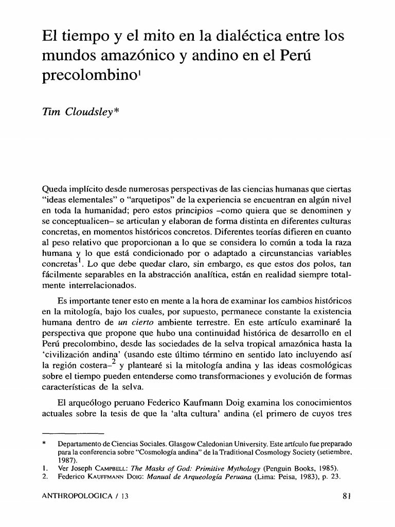 Mitos Andinos y Amazónicos en Perú | PDF | Sociedad | Agricultura