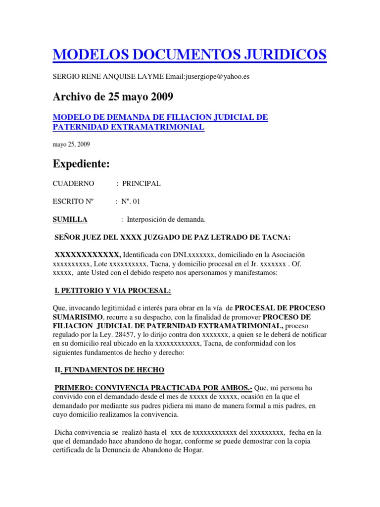 Modelos Documentos Juridicos | PDF | Demanda judicial | Evidencia (ley)