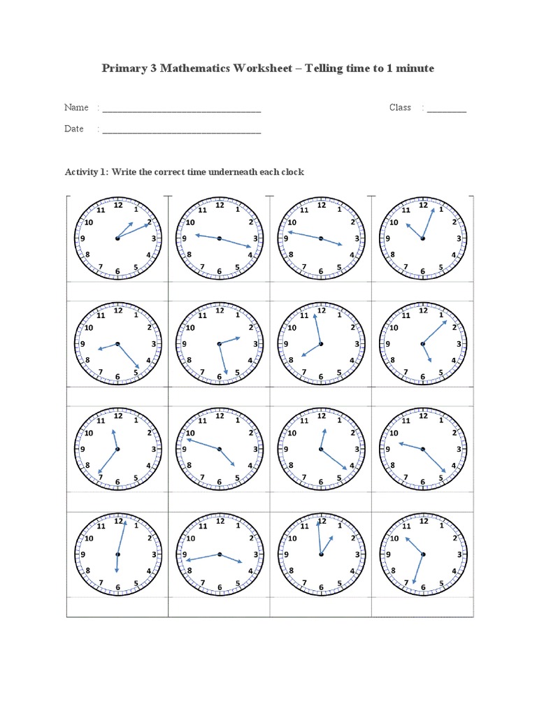 Time Conversion Worksheet for Class 3 | PDF