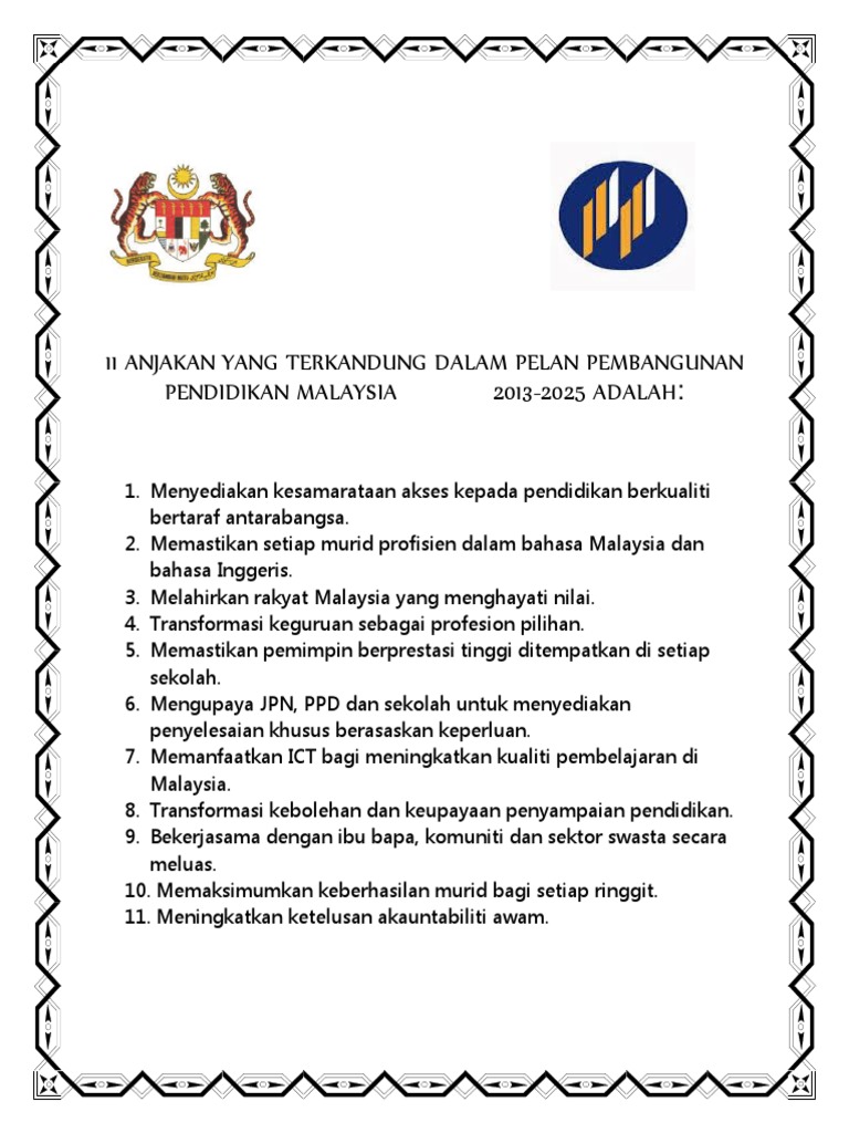 11 Anjakan Yang Terkandung Dalam Pelan Pembangunan Pendidikan Malaysia ...