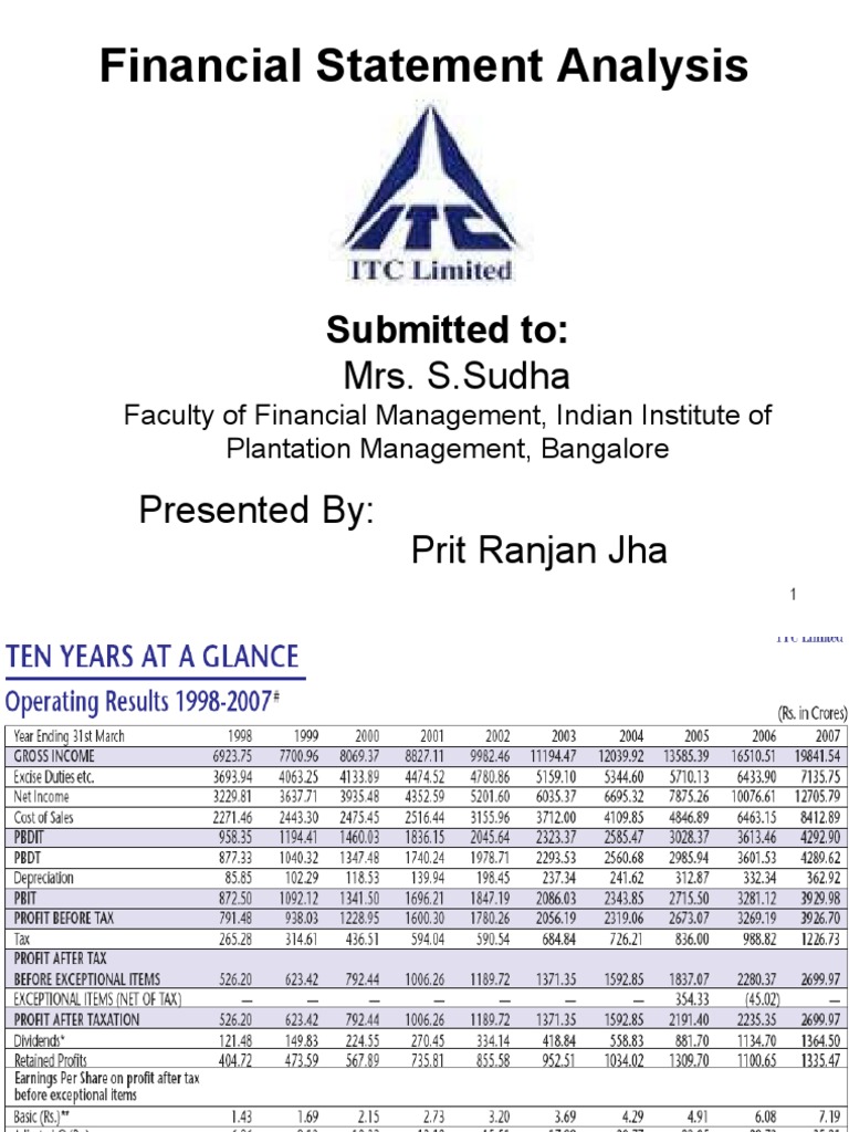 Ratio Analysis Itc | Download Free PDF | Dividend | Equity (Finance)