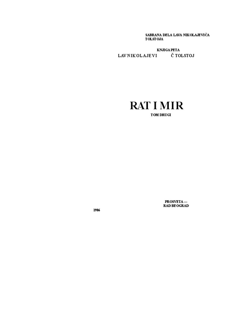 Lav Nikolajevic Tolstoj - Rat I Mir 2 | PDF
