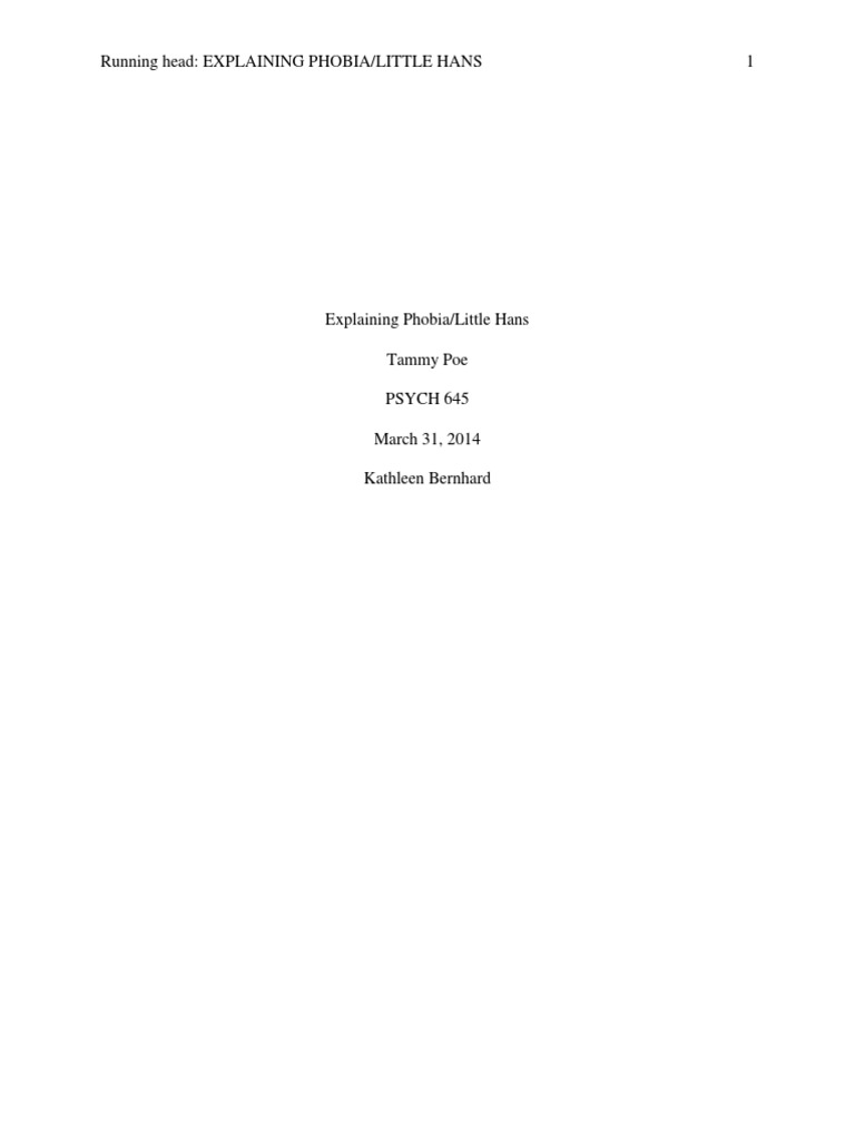 Little Hans Case Study | PDF | Oedipus Complex | Phobia