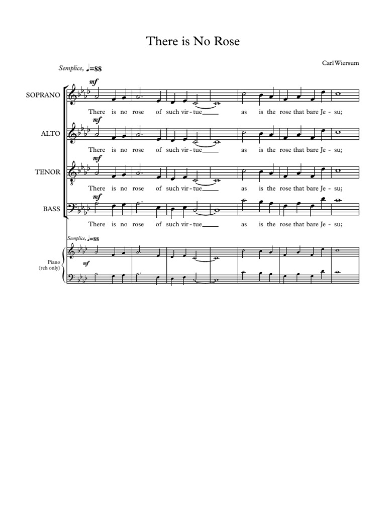 There is No Rose | Musique pour chorale | Hauteur (musique)