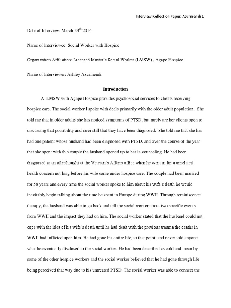 Interview Reflection Paper | PDF | Psychological Trauma | Posttraumatic ...