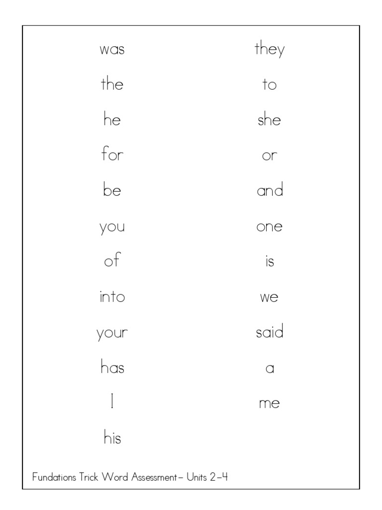 Fundations Trick Word Assessments | PDF