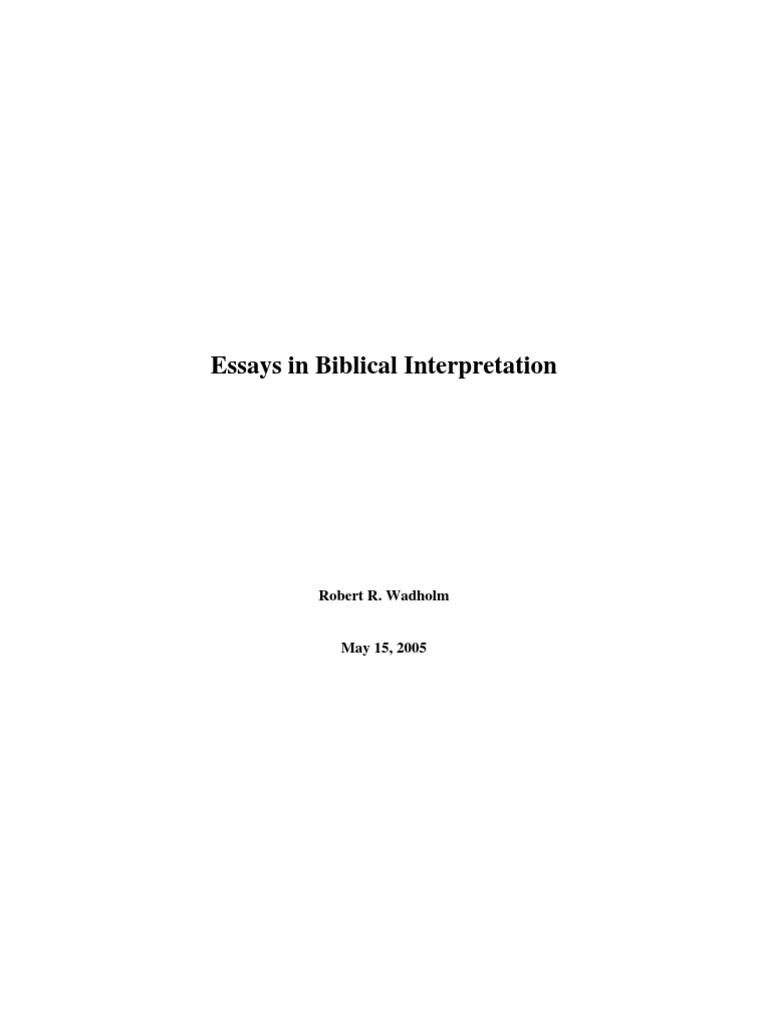 Essays in Biblical Interpretation | Download Free PDF | Hermeneutics ...