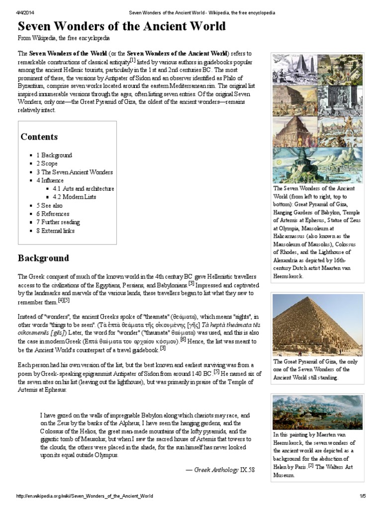 Seven Wonders of The Ancient World | PDF | Ancient Europe | Classical ...