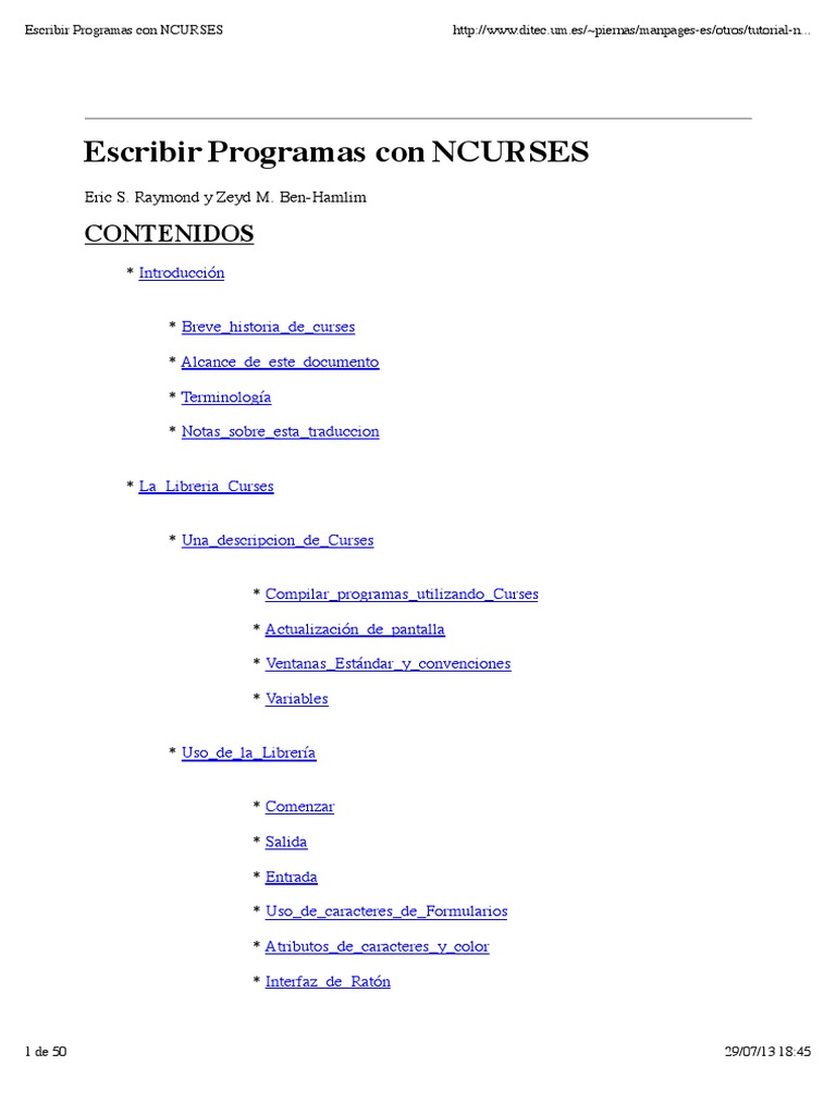 Escribir Programas Con NCURSES | PDF | Puntero (Programación de ...