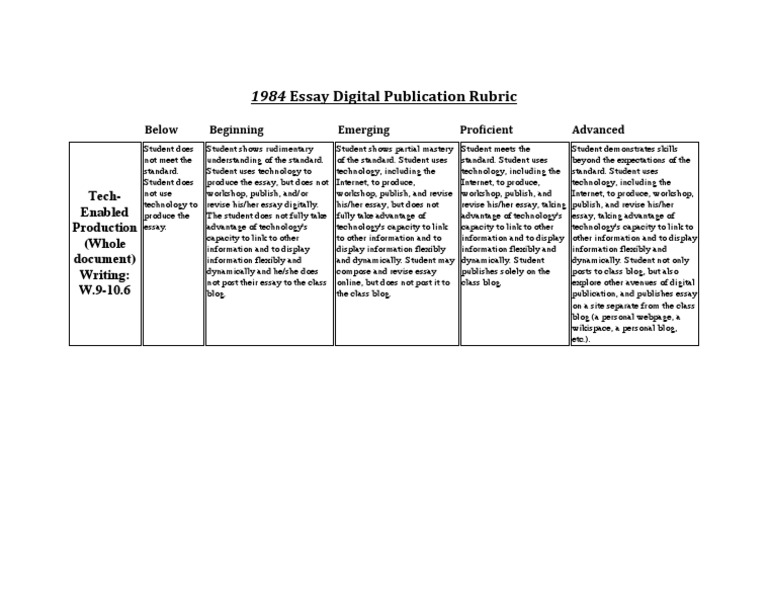 1984 Essay Digital Publication Rubric | PDF | Computers