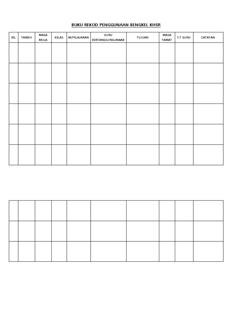 Buku Rekod Penggunaan Bilik KH | PDF
