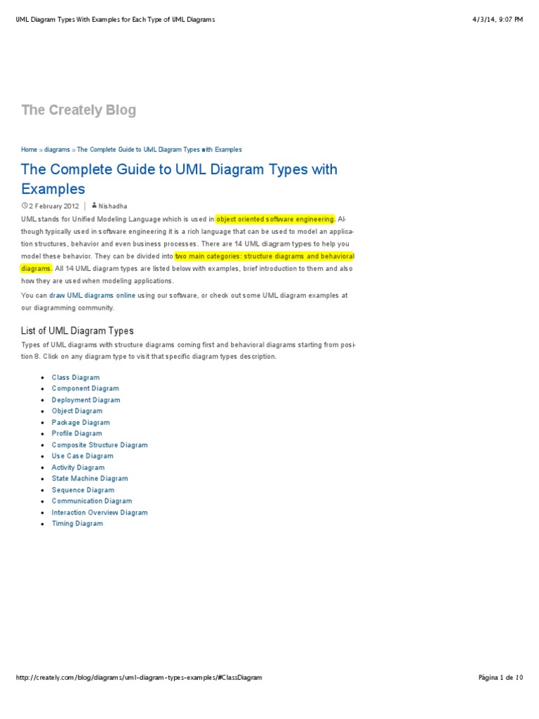 UML Diagram Types With Examples For Each Type of UML Diagrams PDF | PDF | Class (Computer ...