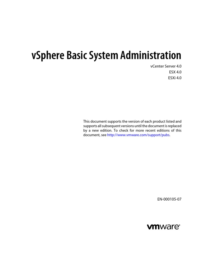 Vsphere Basic System Administration | PDF | V Mware | Server (Computing)