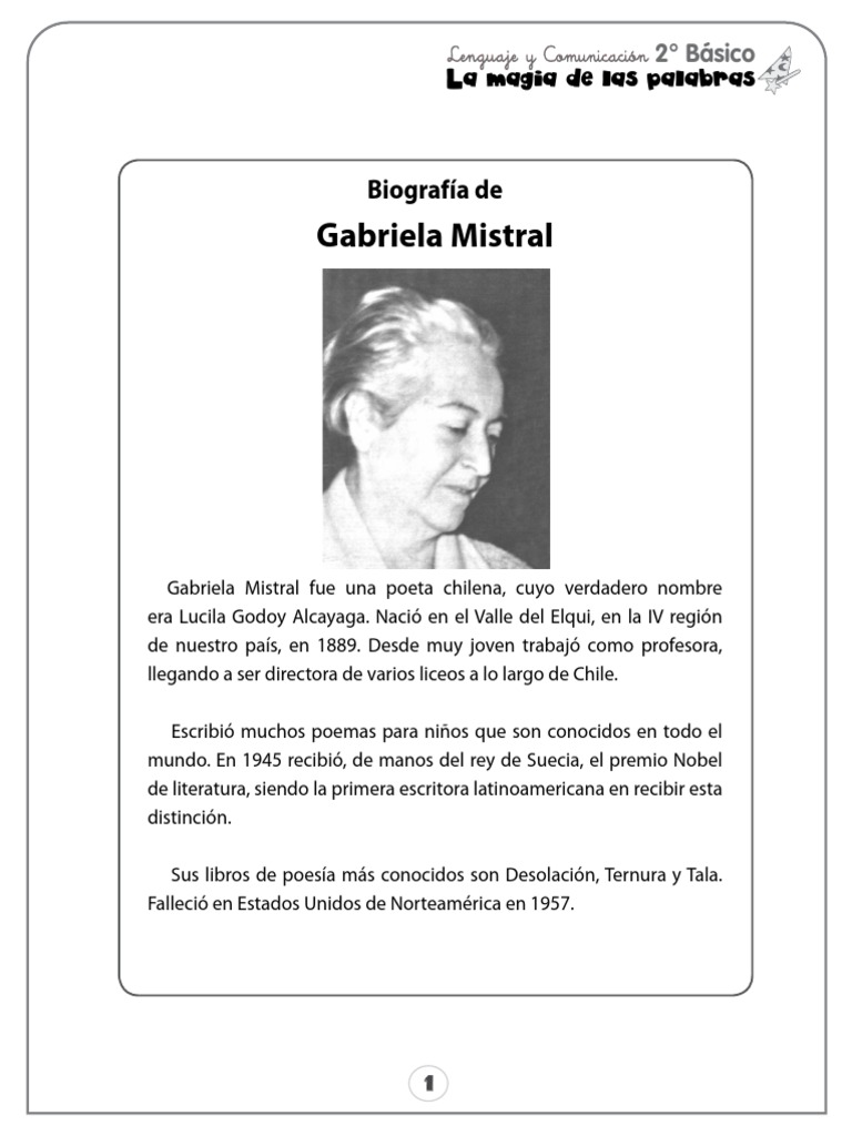 Biografia Gabriela Mistral | PDF