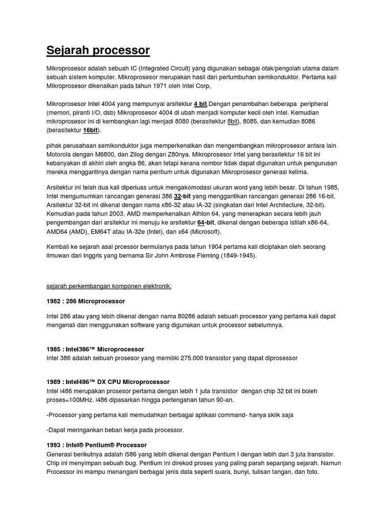 Sejarah Processor | PDF