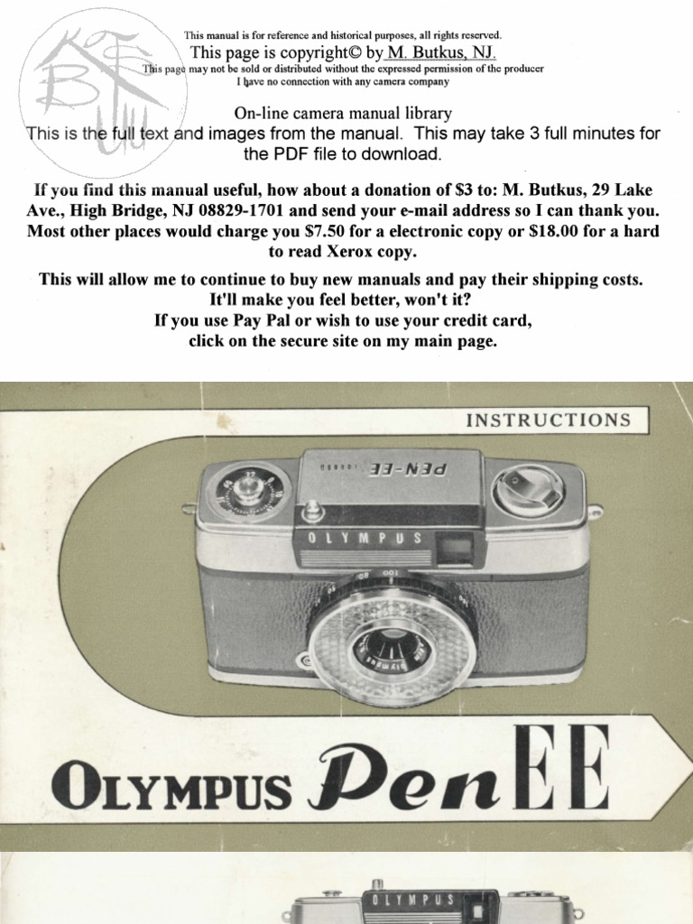 Olympus Pen Ee | PDF | Exposure (Photography) | Shutter (Photography)