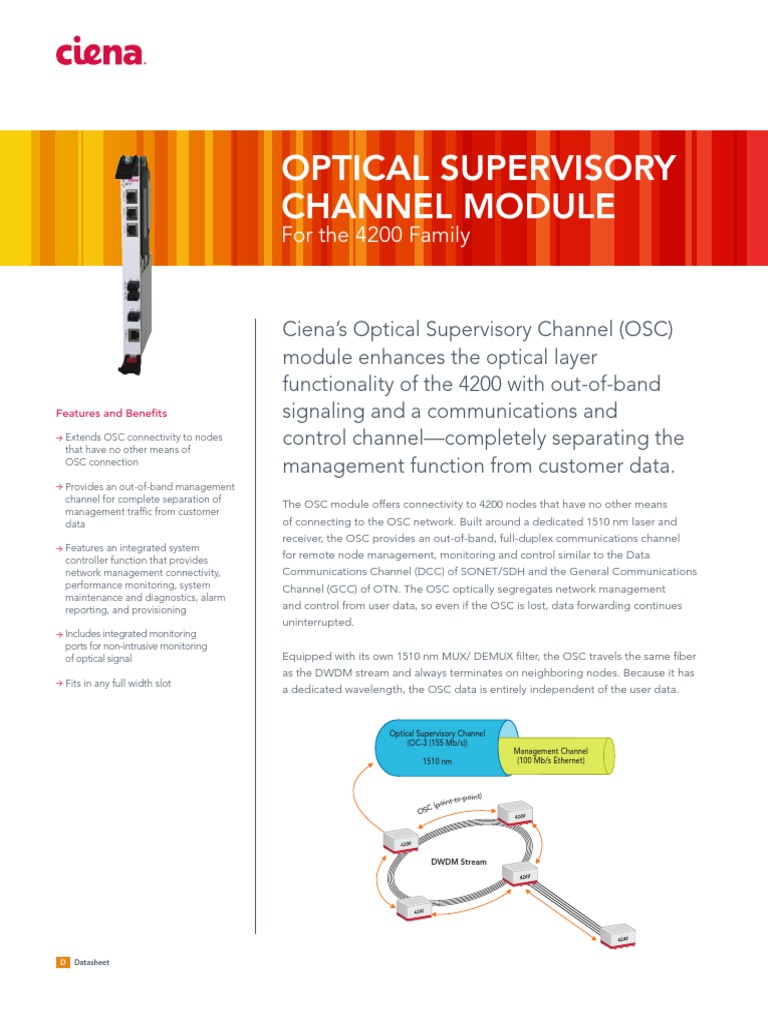 Optical Supervisory Channel Module DS | PDF | Wavelength Division ...