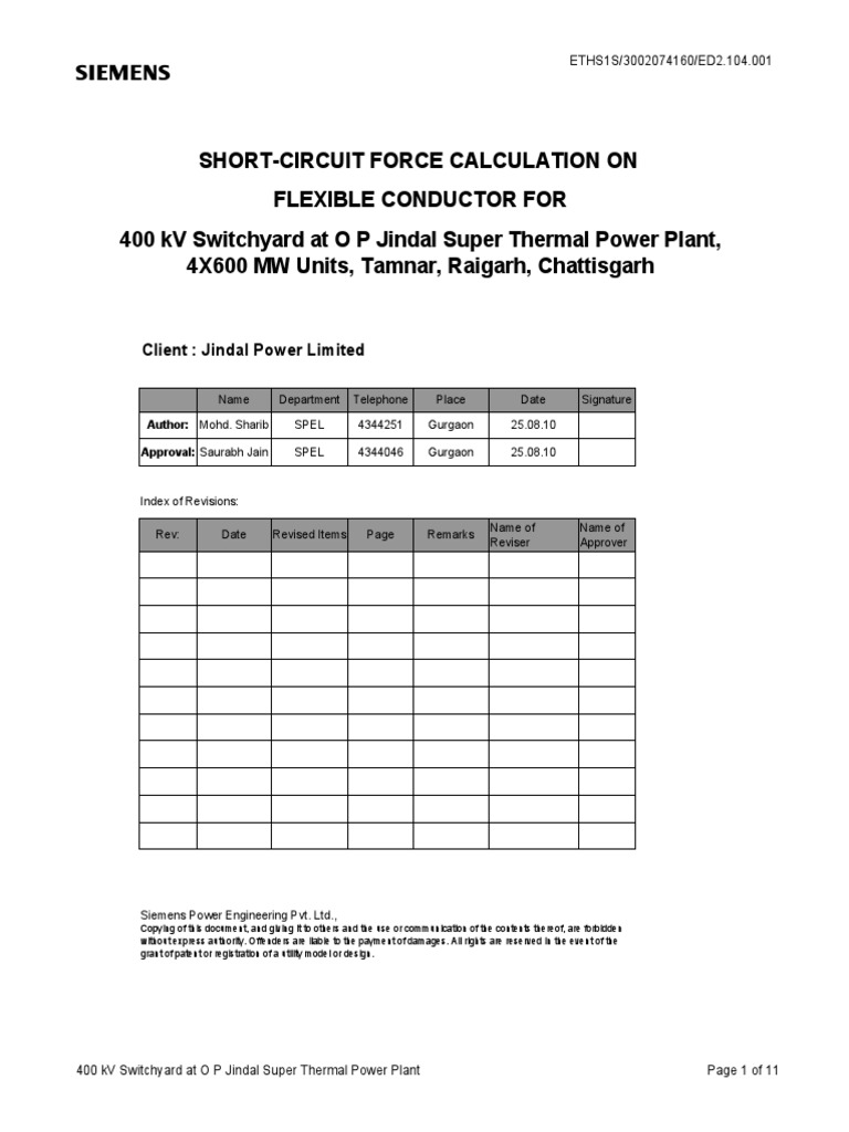Short Circuit Force Calculation | PDF | Electrical Substation ...